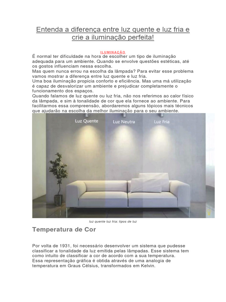 Diferença entre Luz Quente e Fria | PDF | Cor | Calor
