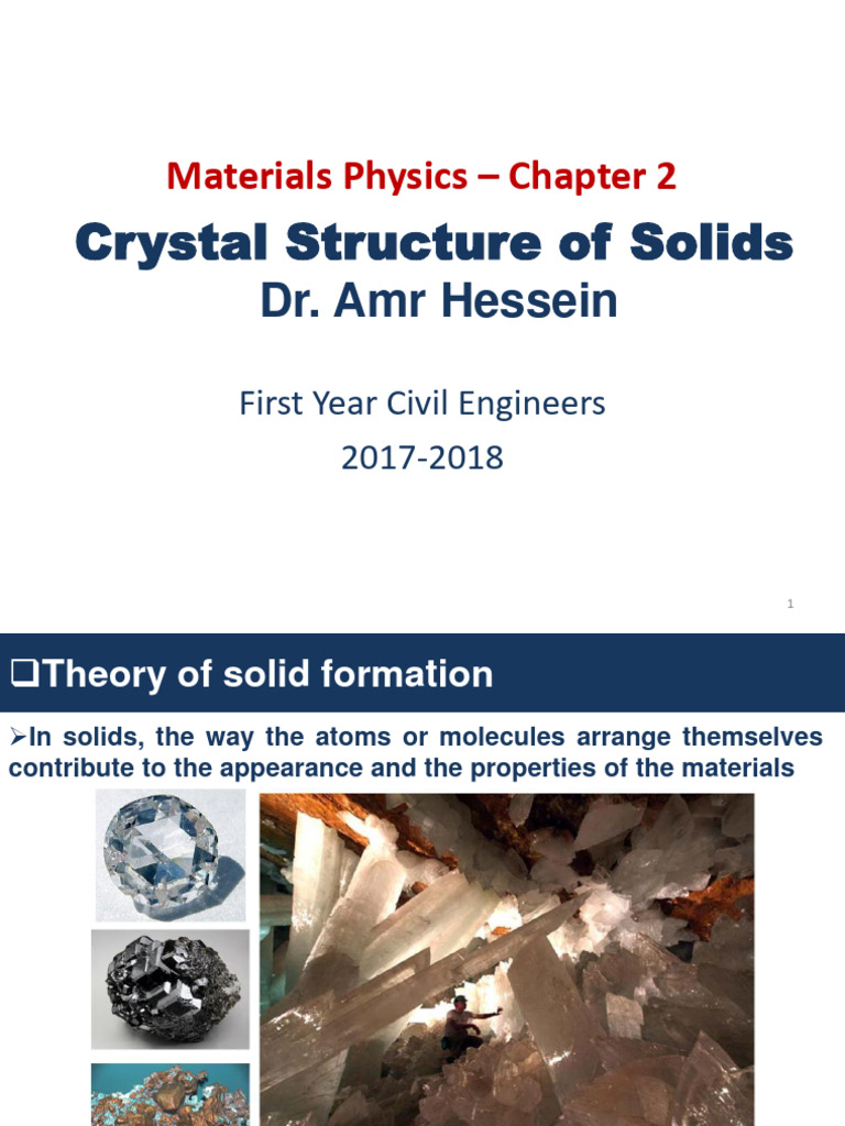 Solid State Physics - Part 1 | PDF | Chemical Bond | Crystal Structure