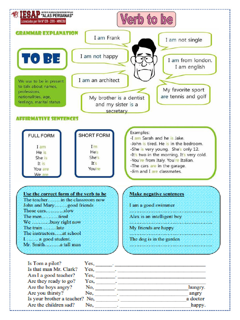 Verb To Be Emotions | PDF