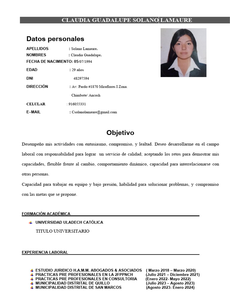 Claudia Cv. | PDF | Justicia | Crimen y violencia