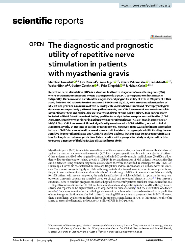Estimulacion Estimulación Repetitiva en Miastenia Gravis | PDF ...
