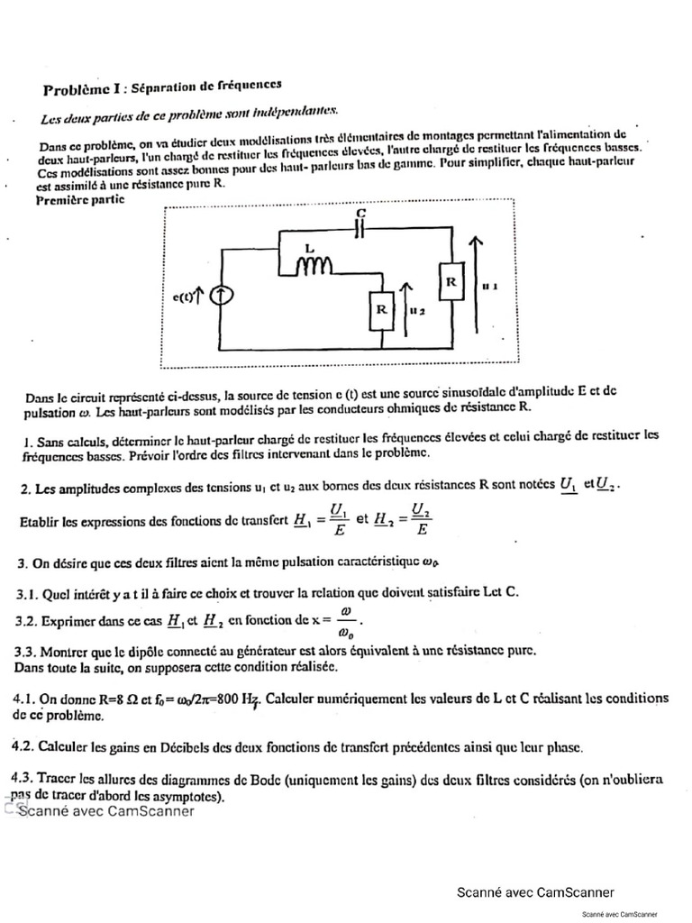 Problèmes Corrig Filtres | PDF