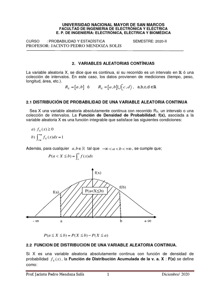 Clase 8-Variable Aleatoria Continua-Ing. Electrònica-2020-II | PDF | Variable aleatoria | Teoría ...