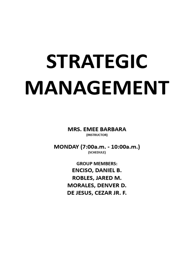 Bme1 - Strategic Management | PDF | Wellness