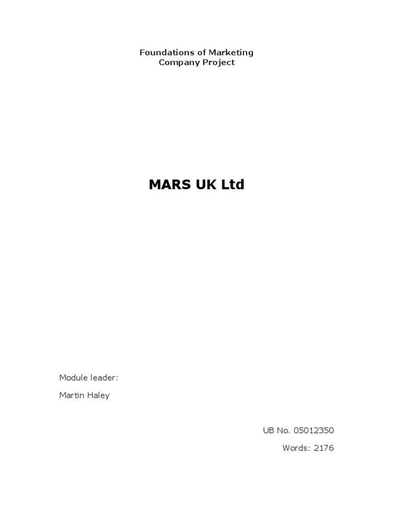 Plan de Marketing - Mars | PDF | Brand | Chocolate