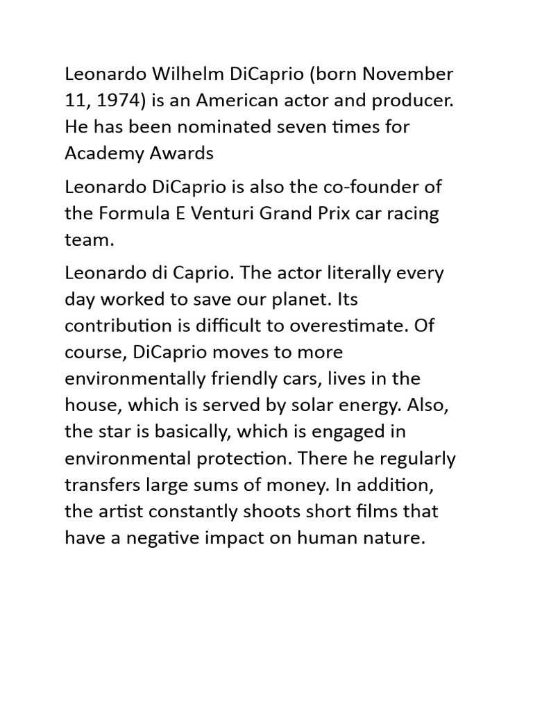 Leonardo Wilhelm DiCaprio | PDF | Games & Activities