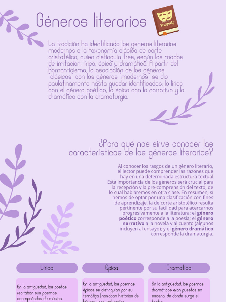 Características de los géneros literarios | PDF | Poesía | Poesía épica