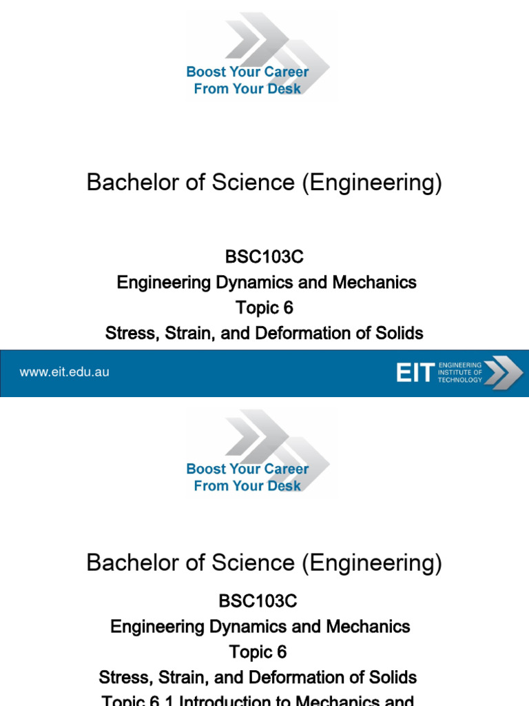 BSC103C Pre-recordedLecture Topic6 v3.1 | PDF | Deformation (Engineering) | Young's Modulus