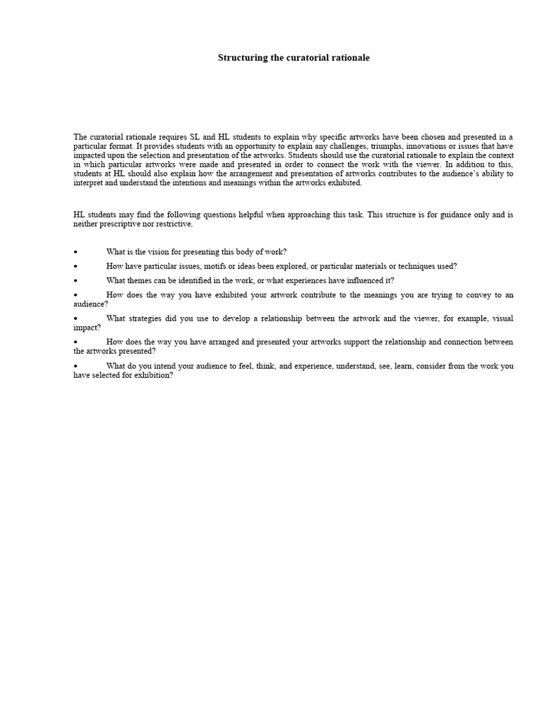 Curatorial Rationale Approach | PDF