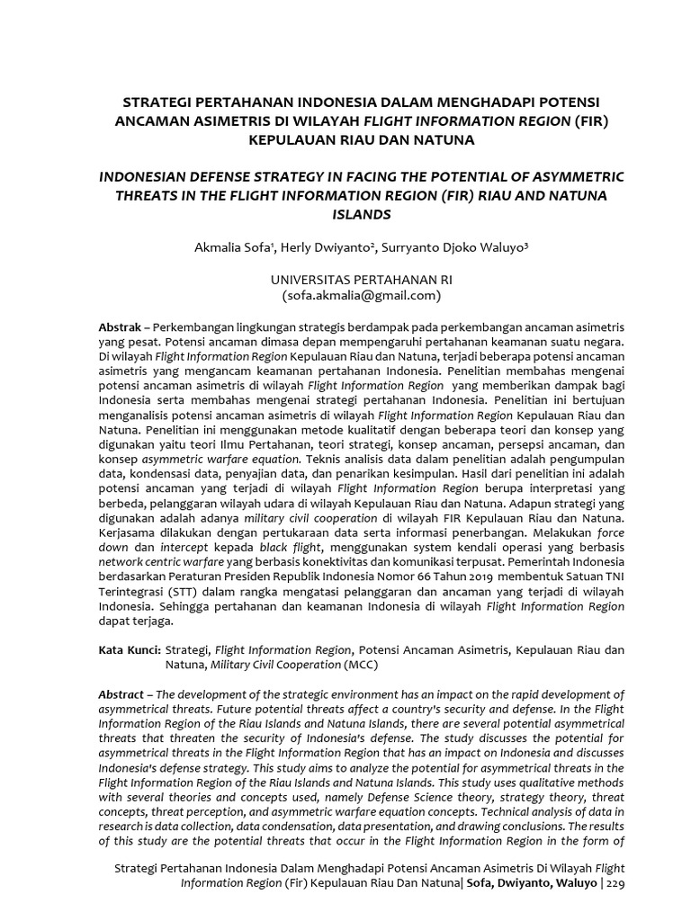 Strategi Pertahanan Indonesia Menghadapi Ancaman Asimetris di FIR ...