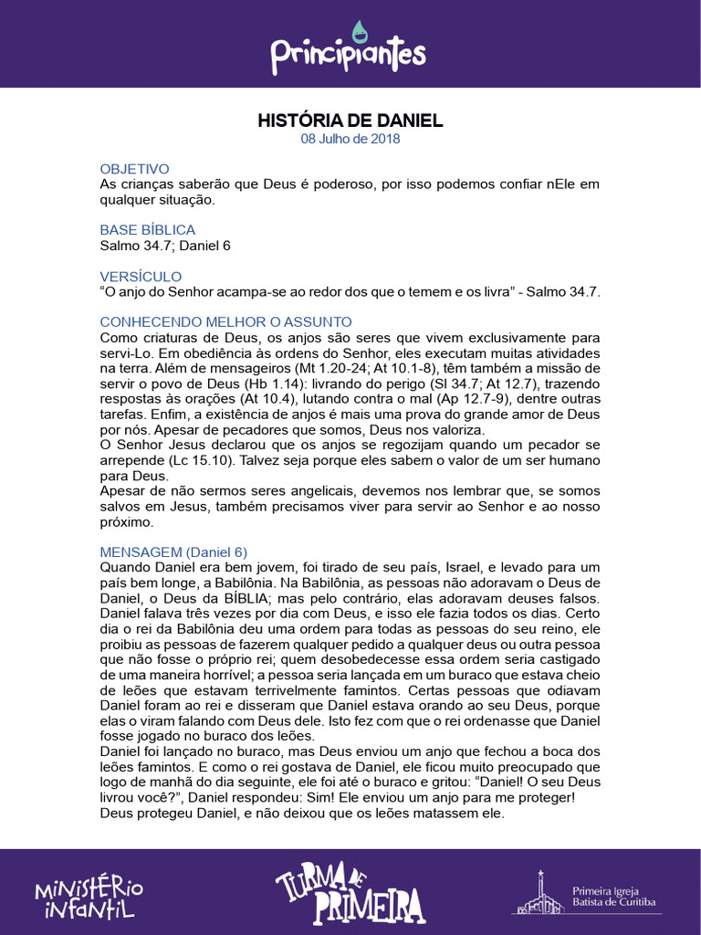 Lição História De Daniel Pdf Daniel Personagem Bíblica Oração