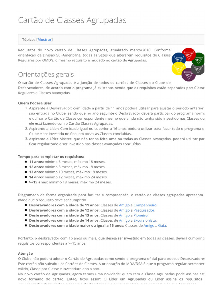 Cartão de Classes Agrupadas | PDF