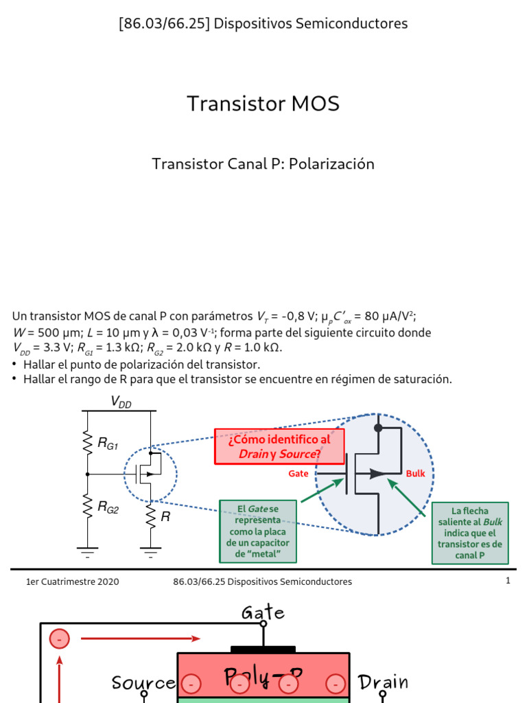 Polarización de Transistor PMOS | PDF | Mosfet | Transistor