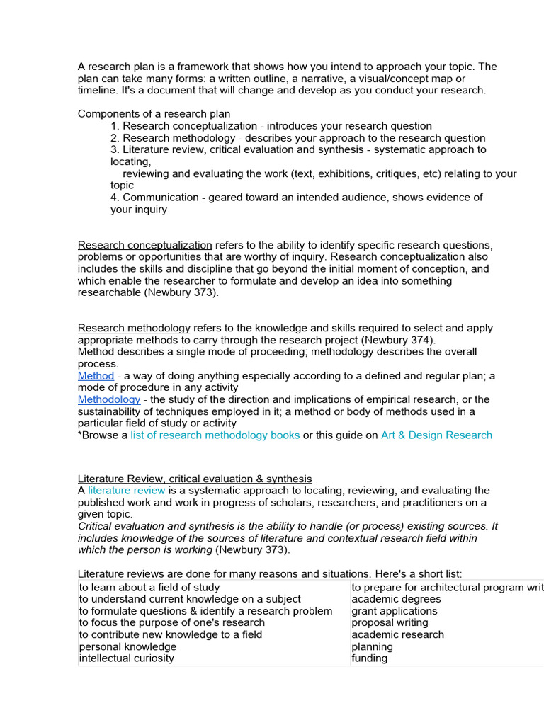 Research Plan Framework Guide | PDF | Methodology | Evaluation