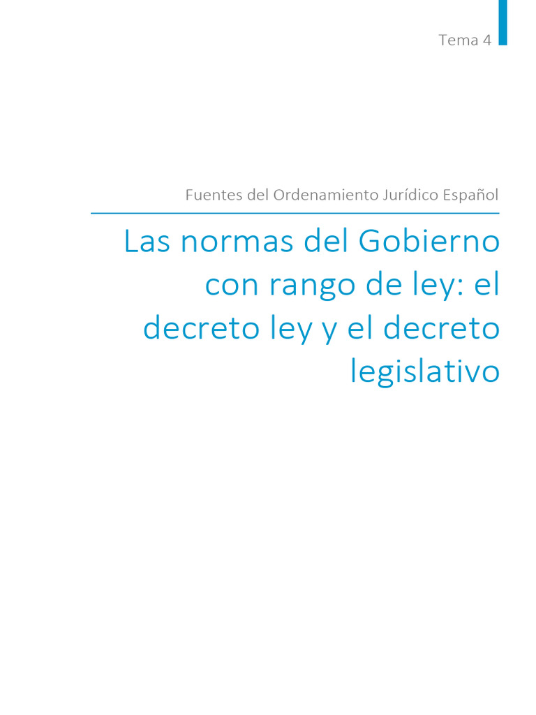 Tema 4. Las Normas Del Gobierno Con Rango de Ley - El Decreto Ley y El Decreto Legislativo | PDF ...