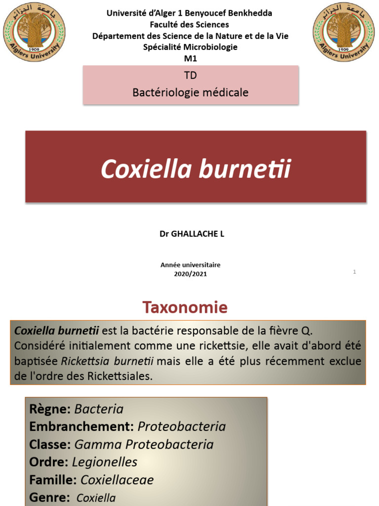 Coxiella burnetii : Caractéristiques et Risques | PDF | Infection ...