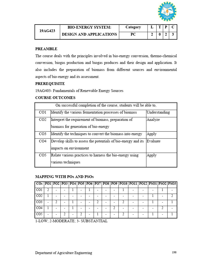 19ag423 - Bio-Energy System Design and Applications | PDF | Bioenergy ...