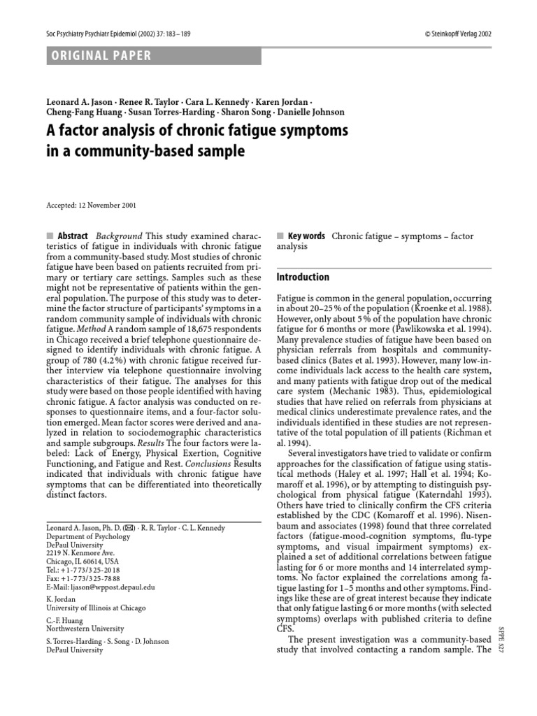 jason2002 | PDF | Chronic Fatigue Syndrome | Sampling (Statistics)