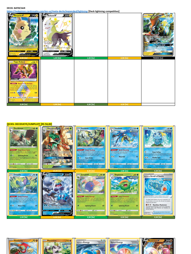 Competitive Pokémon Decks Overview | PDF