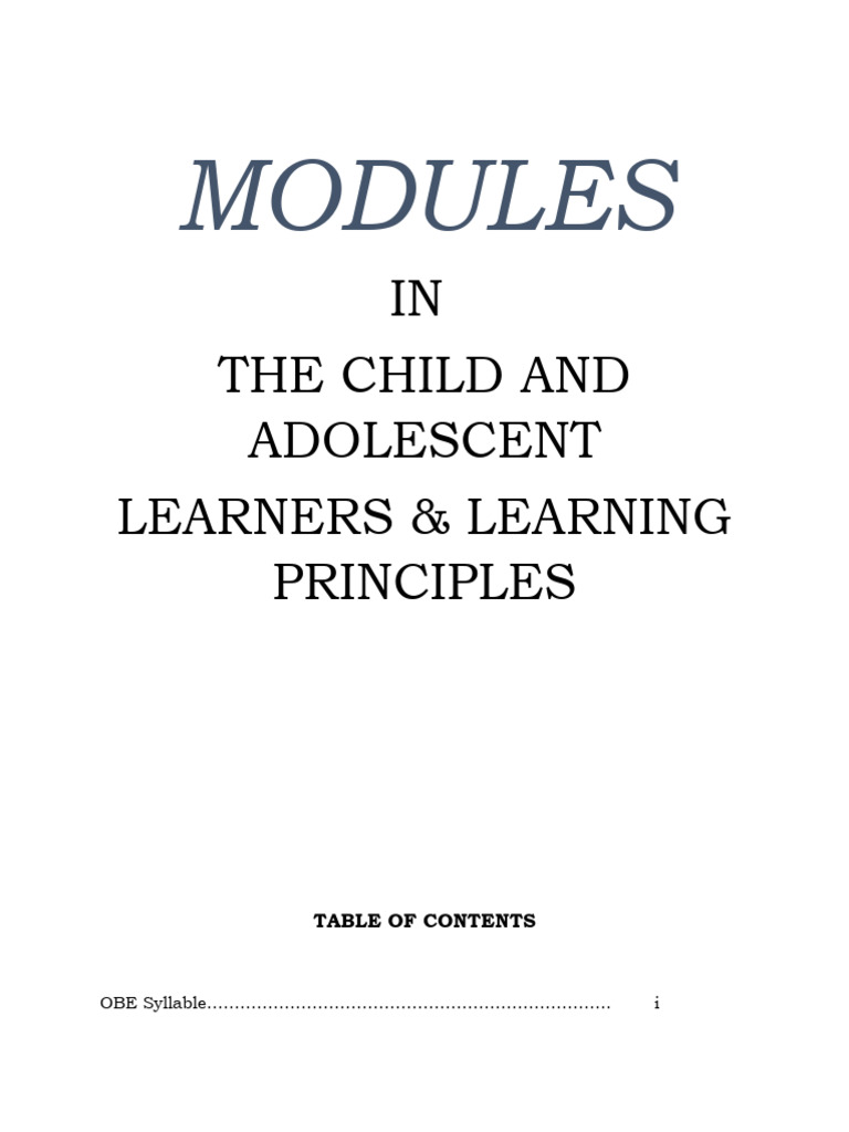 Educ 121 Child Adolescent Modules | PDF | Learning | Motivational
