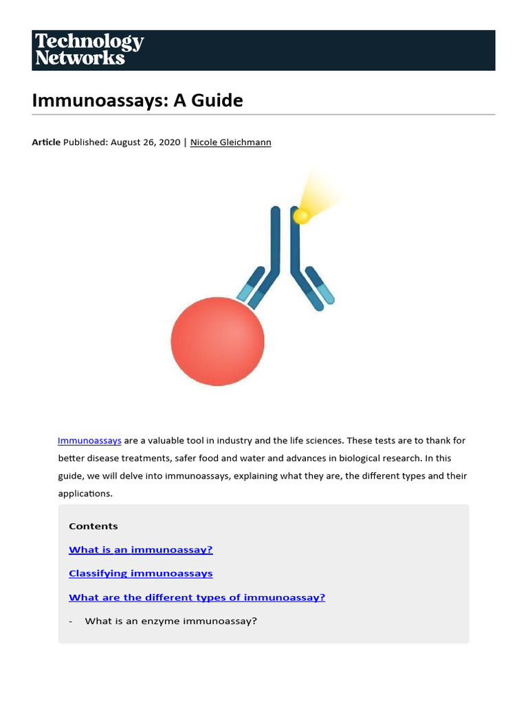 Immunoassays - A Guide | PDF | Immunoassay | Elisa
