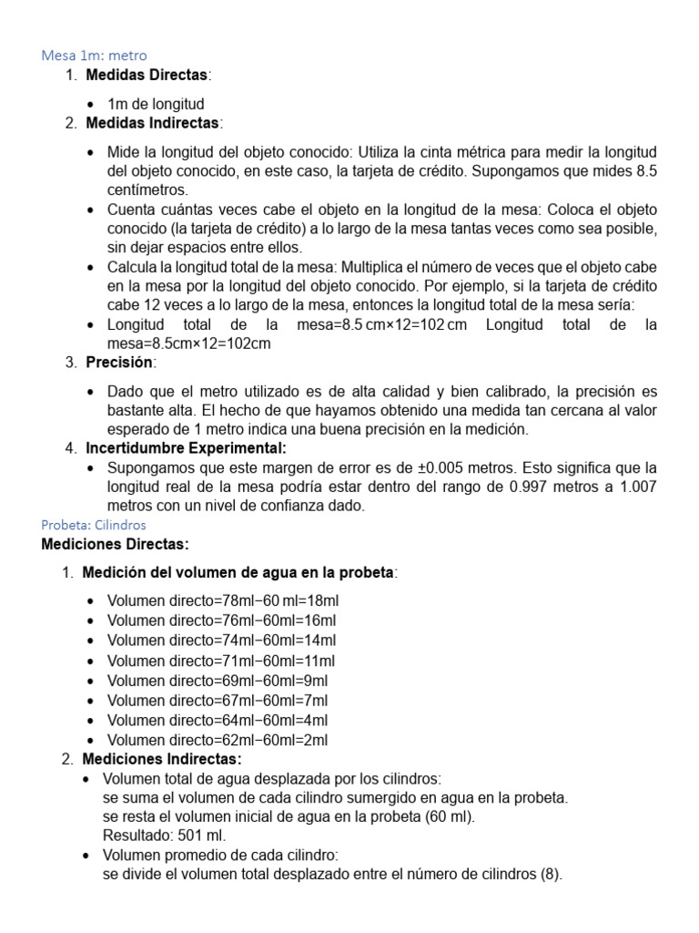 Tablas de Mediciones Físicas, Investigación Previa | PDF | Medición ...