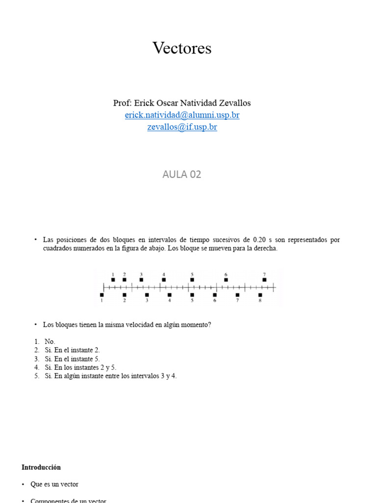 Aula 2 Vectores Erick | PDF | Vector Euclidiano | Velocidad