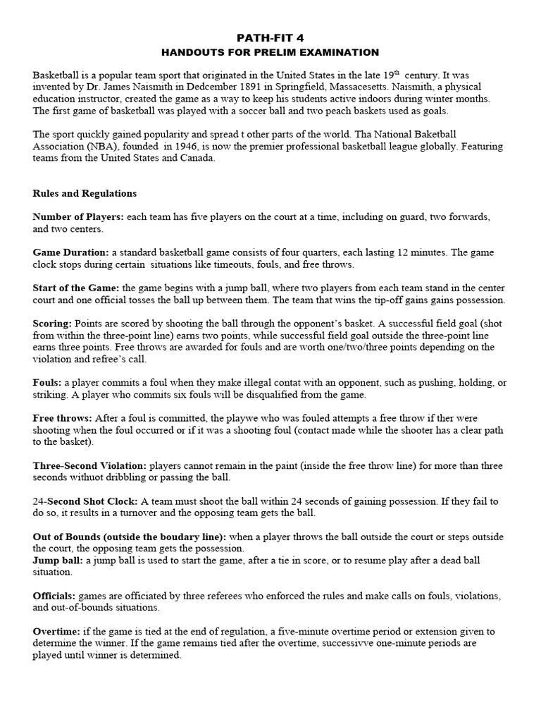 Path Fit 4 Handouts | PDF | Team Sports | Sports