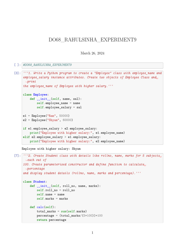Do68 Rahulsinha Experiment9 | PDF | Constructor (Object Oriented Programming) | Programming