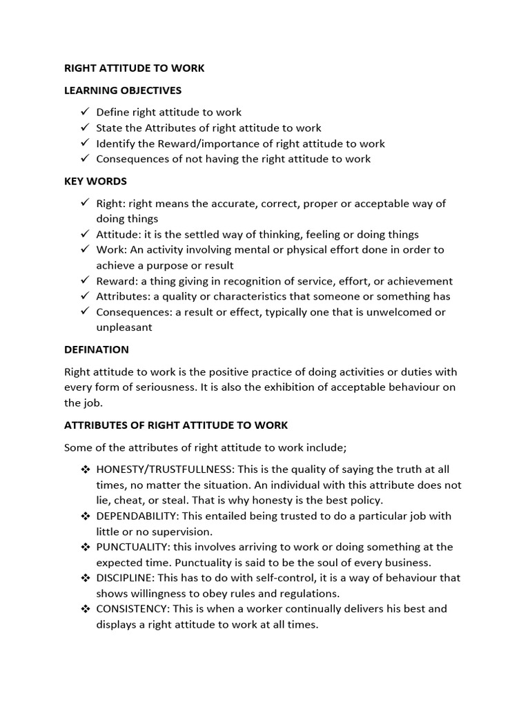 Right Attitude To Work | Download Free PDF | Attitude (Psychology ...