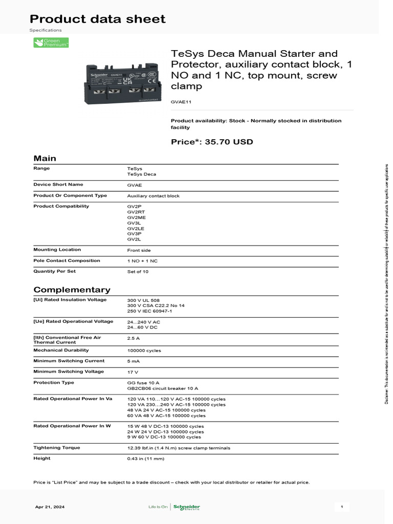 Schneider Electric - TeSys-Deca-Manual-Starters-and-Protectors-GV2 ...