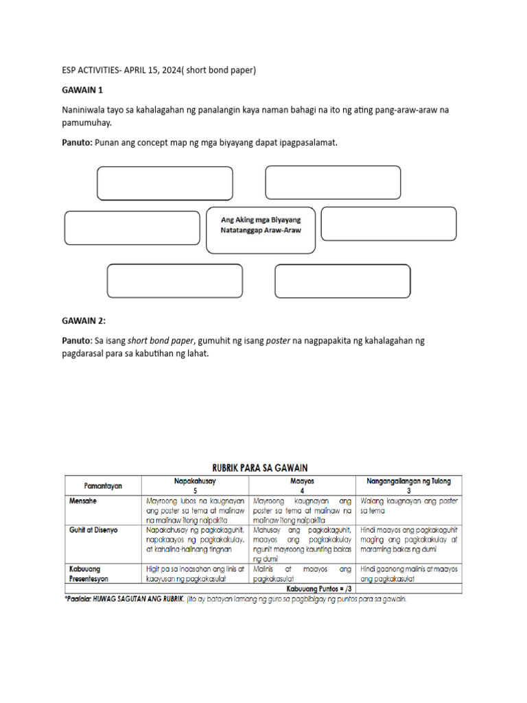 4th Q. ESP ACTIVITIES | PDF