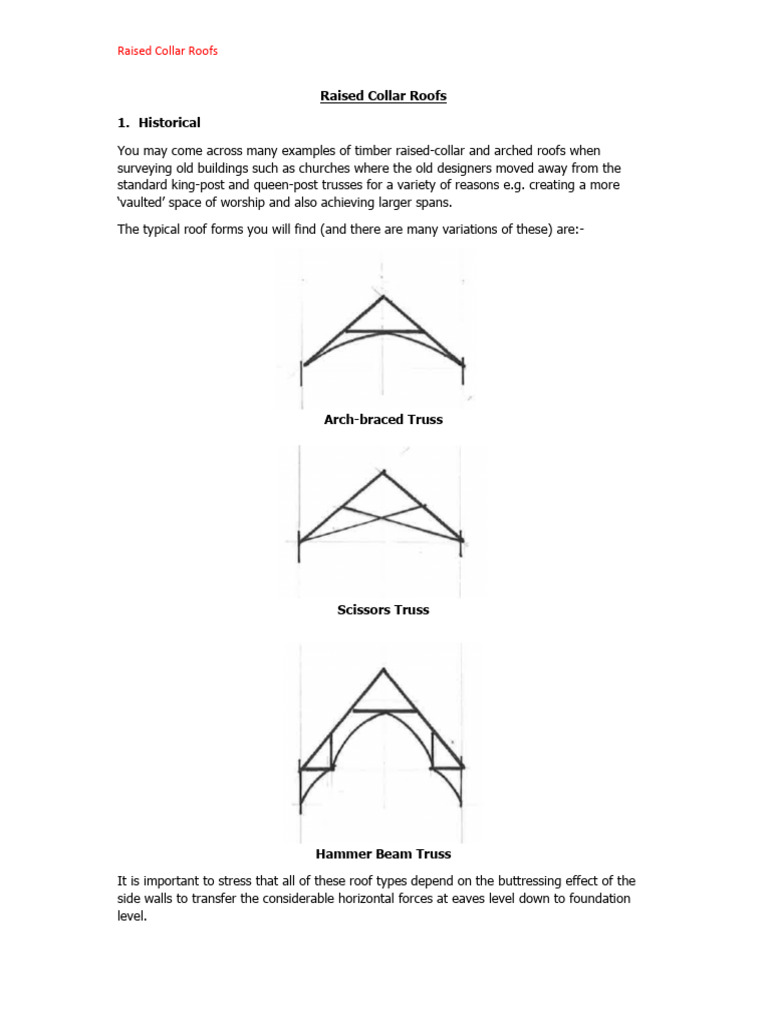 Raised Collar Roof Design Guide | PDF | Truss | Bending