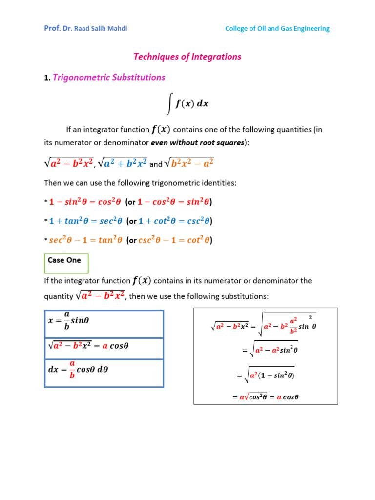 18IntegrationTechniques | PDF | Trigonometric Functions | Numerical Analysis