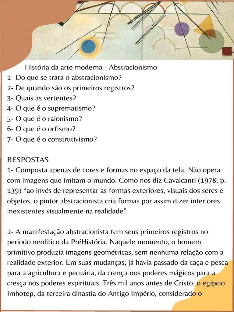 Mapa Mental do Abstracionismo Moderno | PDF | Arte abstrata ...