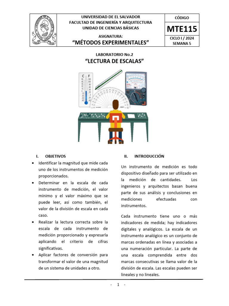 Lab No2 - Mte115 - 2024 - Lectura de Escalas | PDF | Termómetro | Celsius