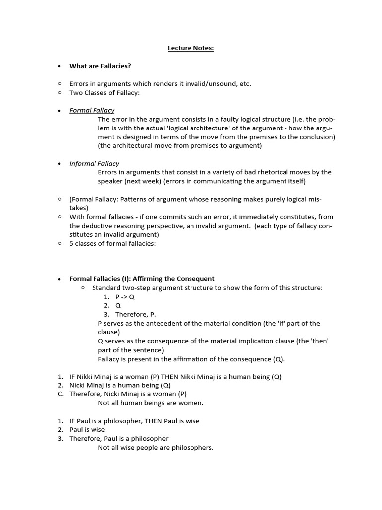 Formal Fallacies | PDF | Argument | Fallacy