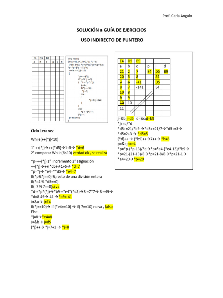 Sol Guía 1uso INDIRECTO PUNTEROS (Completa) | PDF