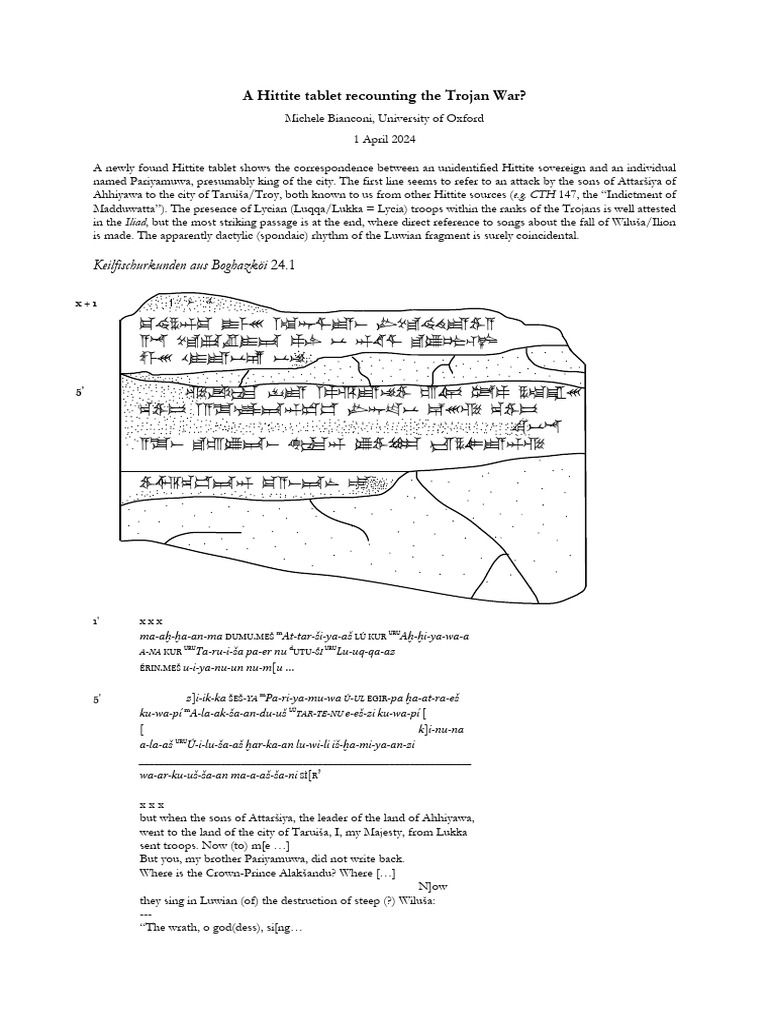 Hittite Tablet on Trojan War Insights | PDF | Troy | 2nd Millennium Bc ...