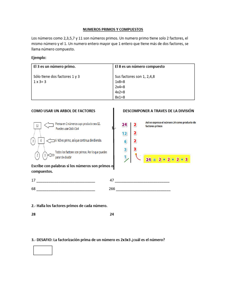 Numeros Primos y Compuestos Guia | PDF