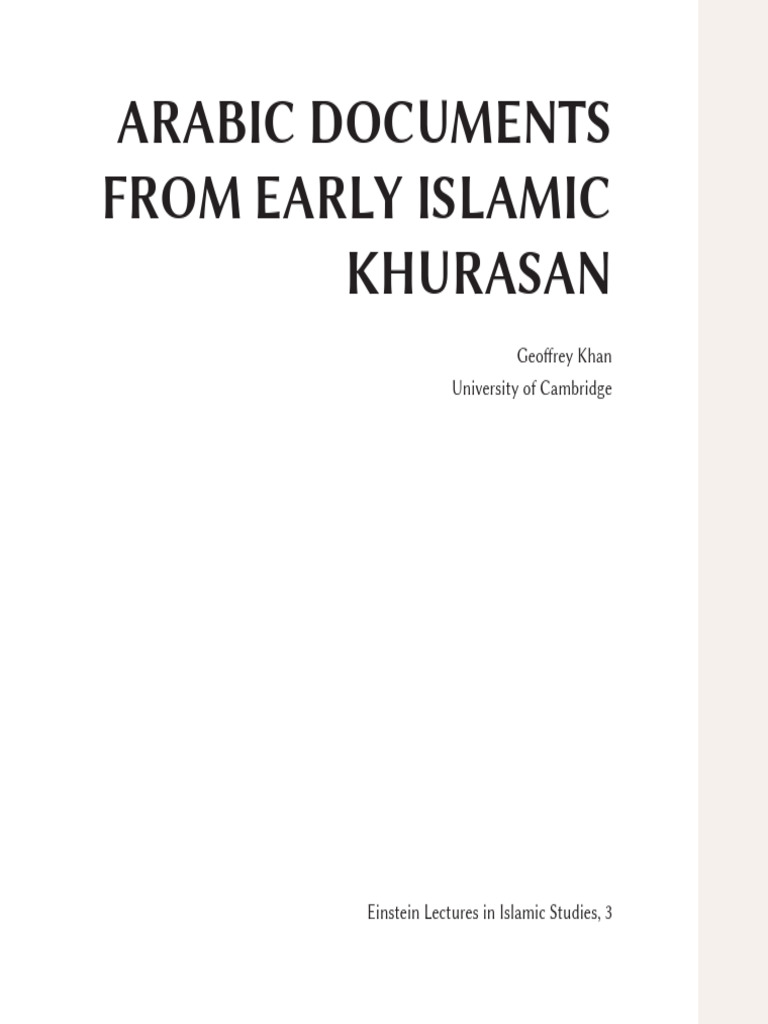 Geoffrey Khan Arabic Documents From Earl | PDF