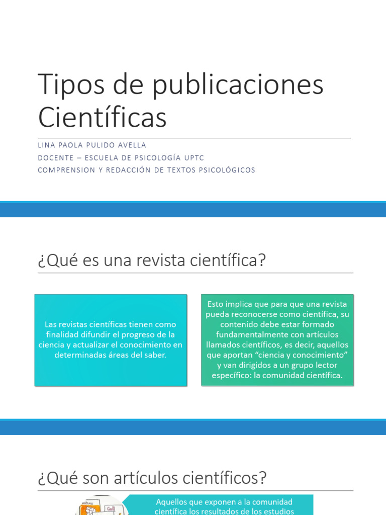 Tipos de Publicaciones Científicas | Descargar gratis PDF | Publicación ...