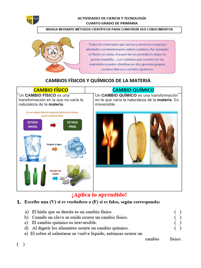 Cambios Físicos y Químicos en Materia | PDF | Químico | Química