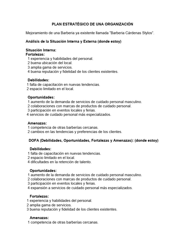 PLAN ESTRATEGICO DE UNA ORGANIZACION | PDF | Marketing | Calidad (comercial)