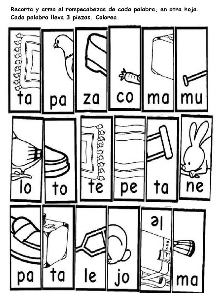 Recorta y Arma El Rompecabezas de Cada Palabra | PDF
