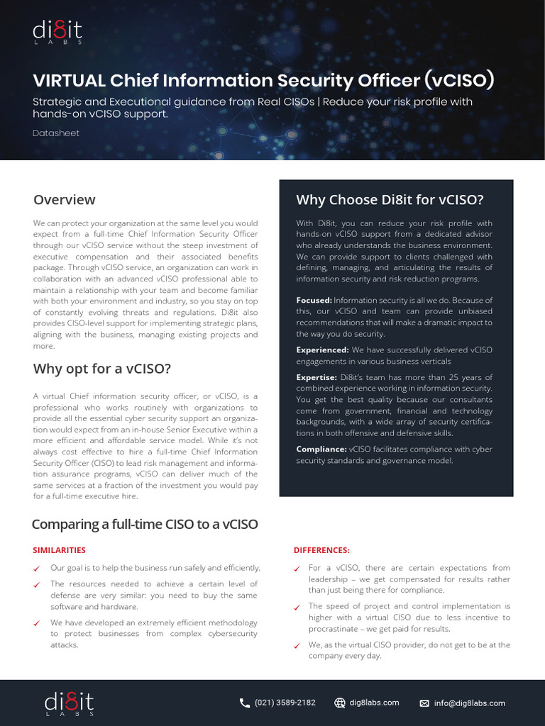 Digit Labs Virtual CISO Datasheet - Controlled | PDF | Computer ...