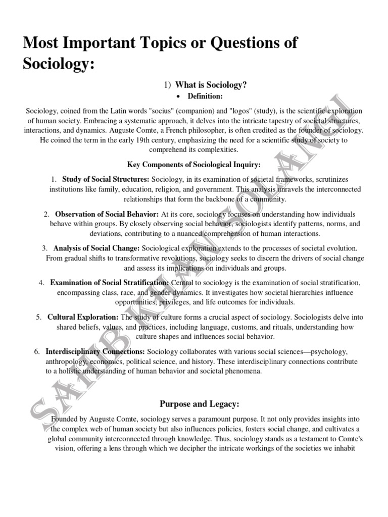 Key Concepts in Sociology Explained | PDF | Sociology | Methodology