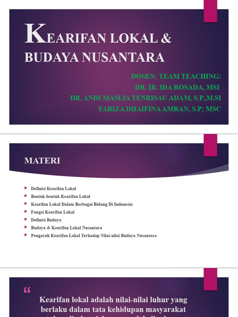 Kul 1. Kearifan Lokal Budaya Nusantara | PDF | Agama & Spiritualitas