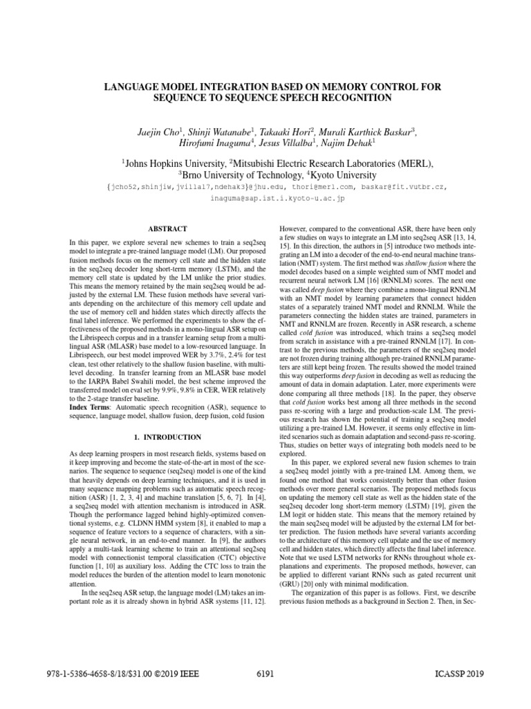 Cho Icassp2019 08683380-1 | PDF | Speech Recognition | Deep Learning