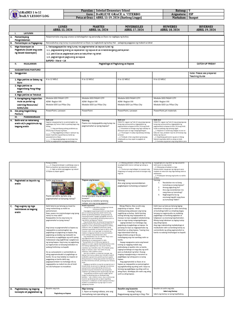 DLL in ESP 5 Q4 W3 | PDF